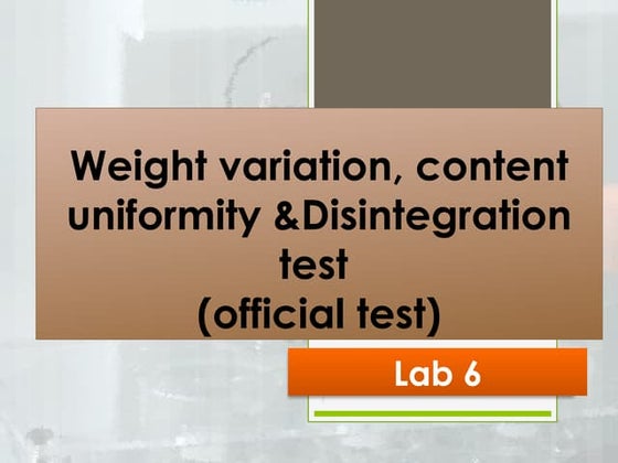 Disintegration and dissolution tests | PPT
