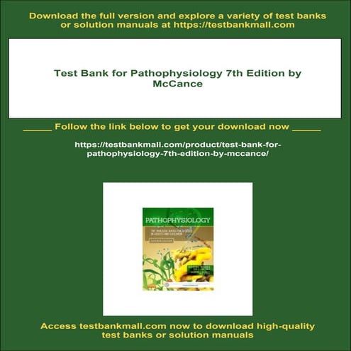 Test Bank for Pathophysiology 7th Edition by McCance | PDF