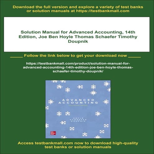 Solution Manual for Advanced Accounting, 14th Edition, Joe Ben Hoyle Thomas Schaefer Timothy ...