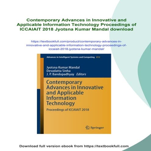 Contemporary Advances in Innovative and Applicable Information Technology Proceedings of ...