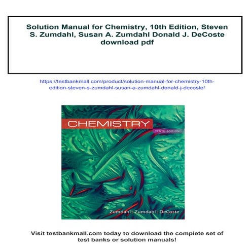 Solution Manual for Chemistry, 10th Edition, Steven S. Zumdahl, Susan A ...