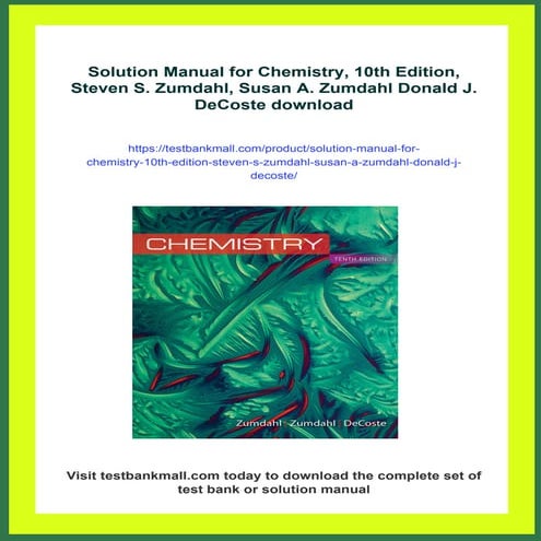 Solution Manual for Chemistry, 10th Edition, Steven S. Zumdahl, Susan A ...