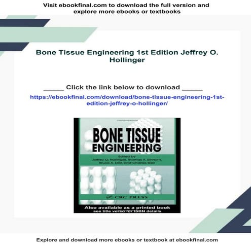 Bone Tissue Engineering 1st Edition Jeffrey O. Hollinger | PDF