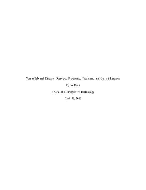 Von willebrand disease | PPTX | Pregnancy | Reproductive Health