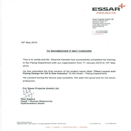 Essar Certificate | PDF