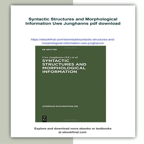Syntactic Structures and Morphological Information Uwe Junghanns | PDF