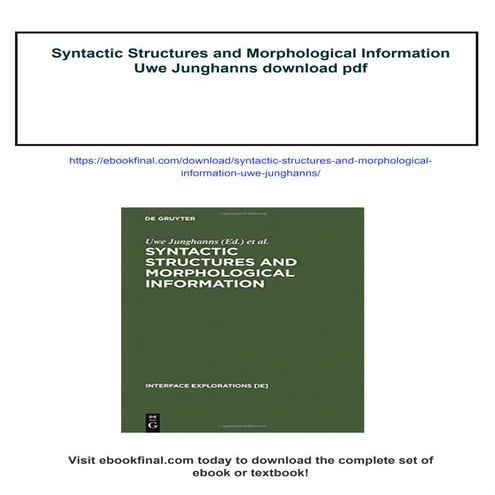 Syntactic Structures and Morphological Information Uwe Junghanns | PDF