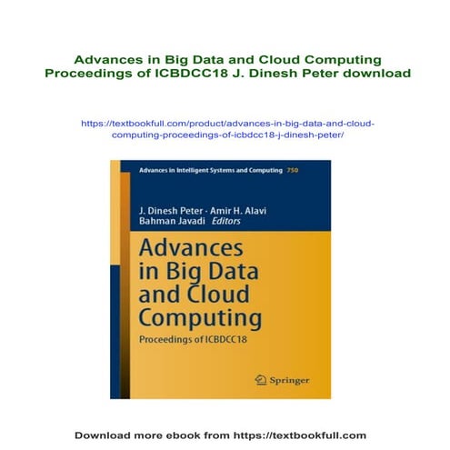 Advances in Big Data and Cloud Computing Proceedings of ICBDCC18 J. Dinesh Peter | PDF