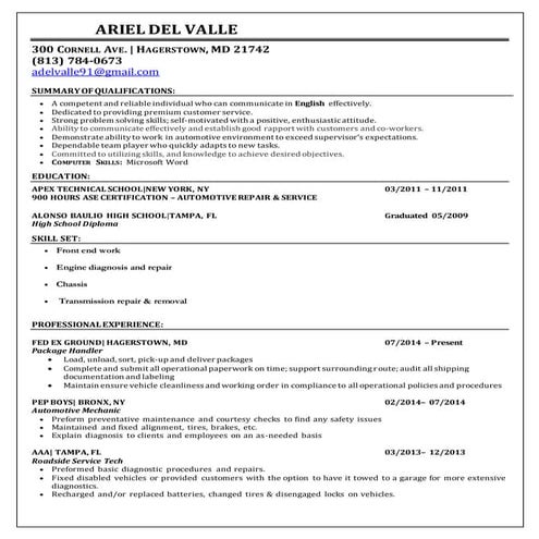 Ariel Del Valle resume 09-2015 | DOCX | Business | Business and Finance