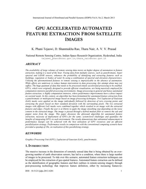 Gpu Accelerated Automated Feature Extraction From Satellite Images Pdf