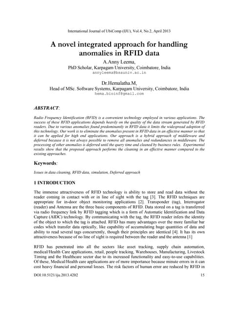A novel integrated approach for handling anomalies in RFID data | PDF A novel integrated approach for handling anomalies in RFID data | PDF