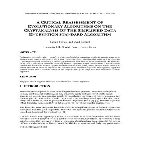 A Critical Reassessment Of Evolutionary Algorithms On The Cryptanalysis Of The Simplified Data