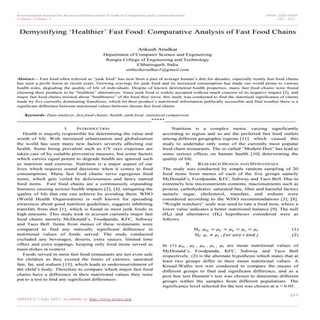 Cheap vs healthy: Analyzing McDonald’s menu using linear programming | PDF
