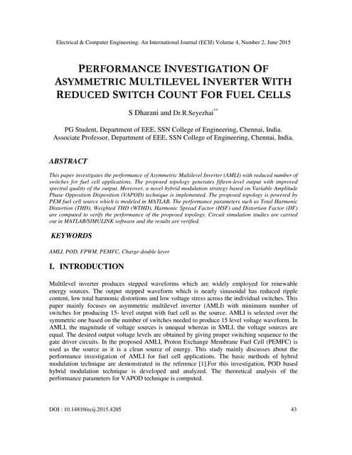 Analysis And Implementation Of Fpga Control Of Asymmetric Multilevel