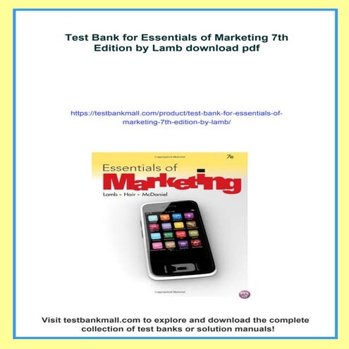 Test Bank for Essentials of Marketing 7th Edition by Lamb | PDF