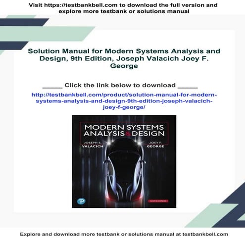 Solution Manual for Modern Systems Analysis and Design, 9th Edition, Joseph Valacich Joey F ...