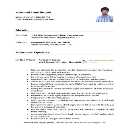 Sharjath Updated CV | PDF