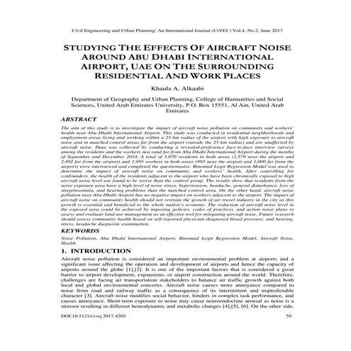 STUDYING THE EFFECTS OF AIRCRAFT NOISE AROUND ABU DHABI INTERNATIONAL ...