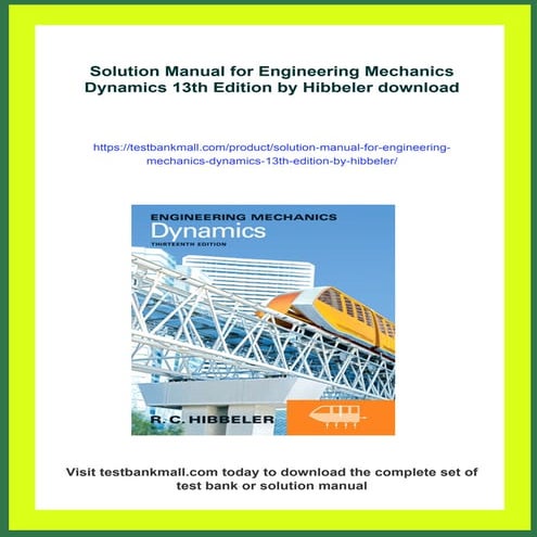 Solution Manual for Engineering Mechanics Dynamics 13th Edition by Hibbeler | PDF