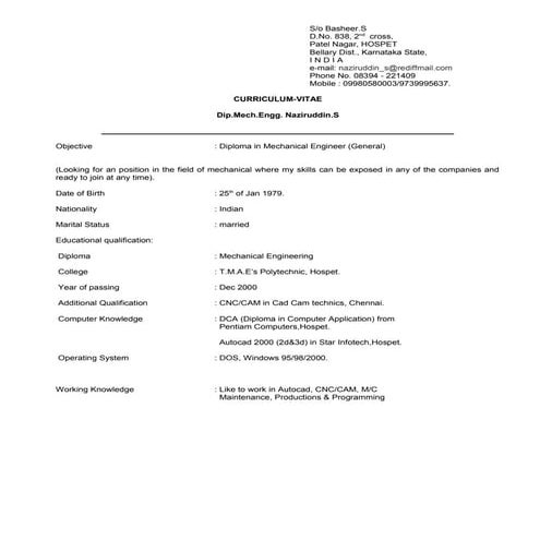 Naziruddin.S resume | DOC