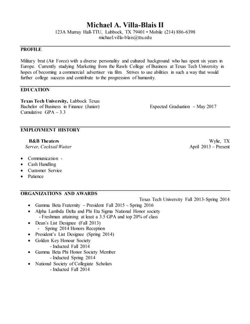 Resume MT III - TTU | DOCX