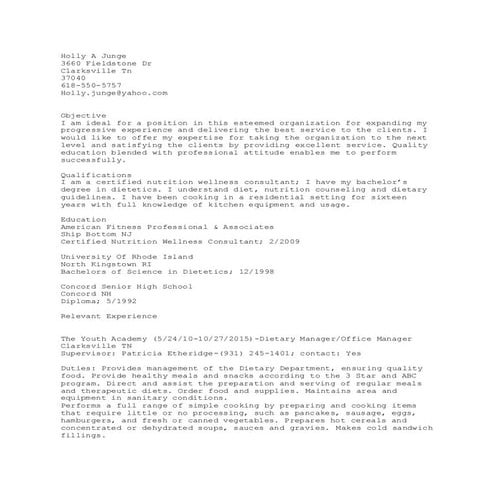 holly a junge newest resume | DOCX