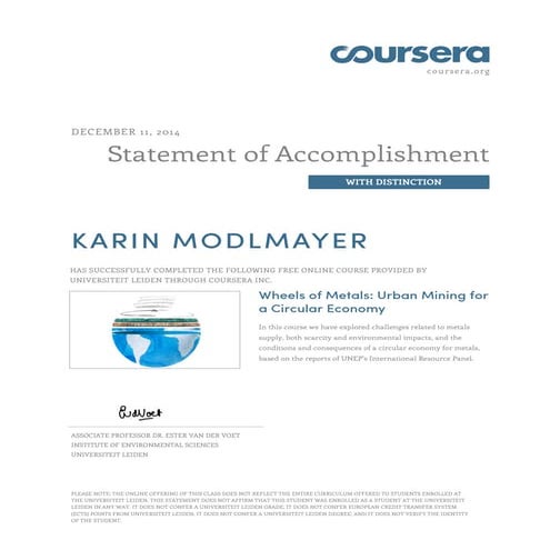 Urban Mining for a Circular Economy_certificate | PDF