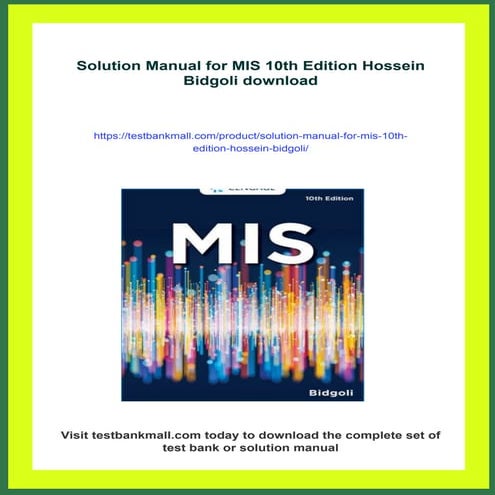 Solution Manual for MIS 10th Edition Hossein Bidgoli | PDF