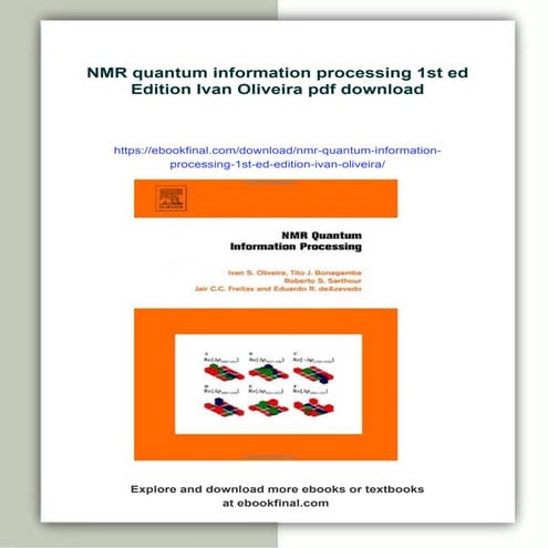 Nmr Quantum Information Processing 1st Ed Edition Ivan Oliveira Pdf