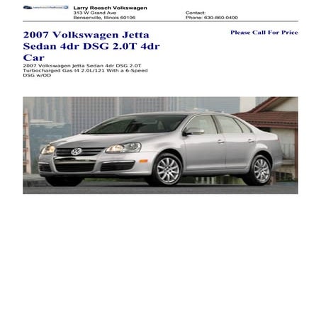 2007 Volkswagen Jetta Sedan - Larry Roesch Volkswagen - Bensenville ...