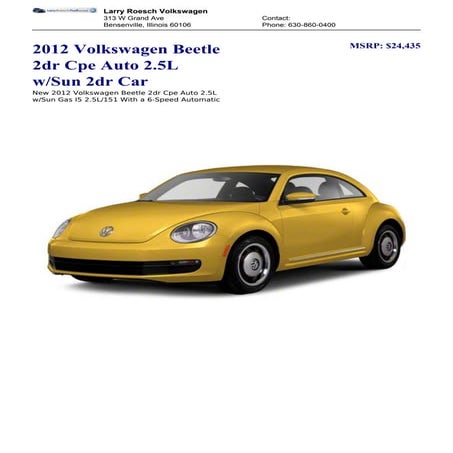 2012 Volkswagen Beetle - Larry Roesch Volkswagen - Bensenville ...