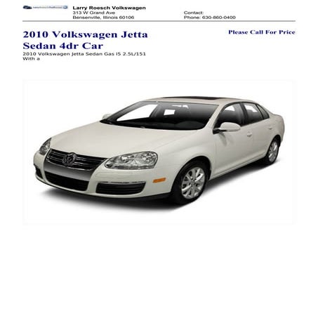 2010 Volkswagen Jetta Sedan - Larry Roesch Volkswagen - Bensenville ...