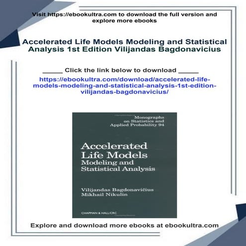 Accelerated Life Models Modeling and Statistical Analysis 1st Edition Vilijandas Bagdonavicius | PDF