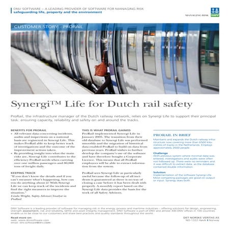 Customer story - Dutch Rail - Synergi Life | PDF | Technology & Computing
