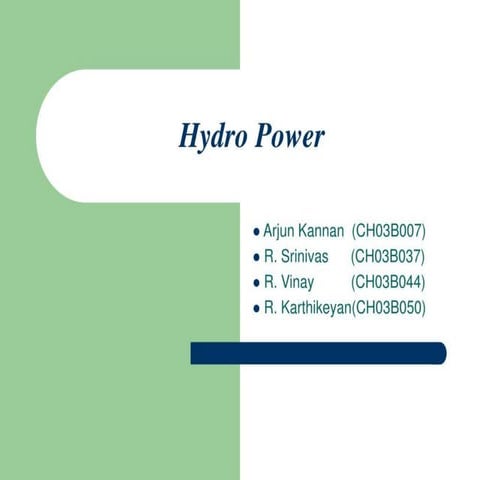 Renewable energy resources, Hydroelectrical energy | PPT