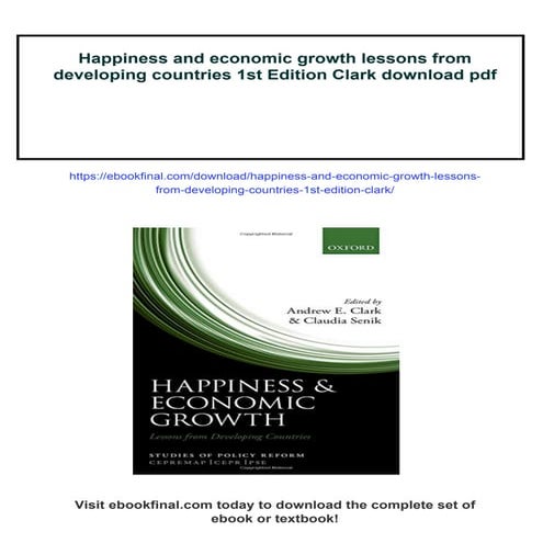 Happiness and economic growth lessons from developing countries 1st ...