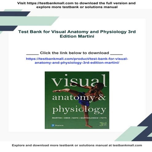 Test Bank for Visual Anatomy and Physiology 3rd Edition Martini | PDF