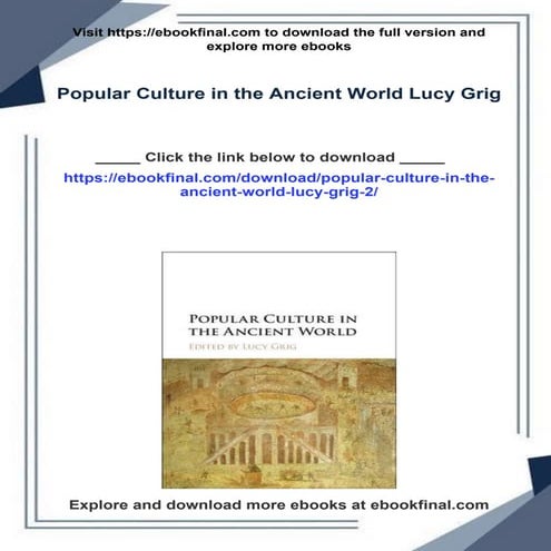 Popular Culture in the Ancient World Lucy Grig | PDF