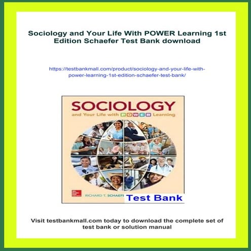 Sociology and Your Life With POWER Learning 1st Edition Schaefer Test ...