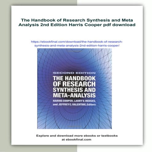 The Handbook of Research Synthesis and Meta Analysis 2nd Edition Harris ...