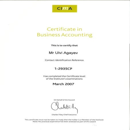 CIMA Certificate in Business Accounting | PDF