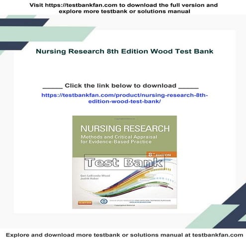 All chapter download Nursing Research 8th Edition Wood Test Bank | PDF