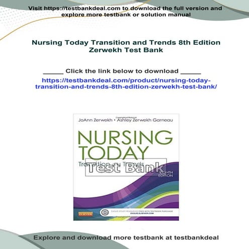 Nursing Today Transition and Trends 9th Edition Zerwekh Test Bank | PDF