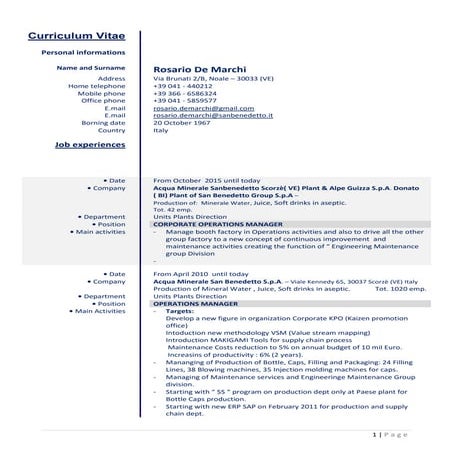 RDM CV August 2016 OP | PDF