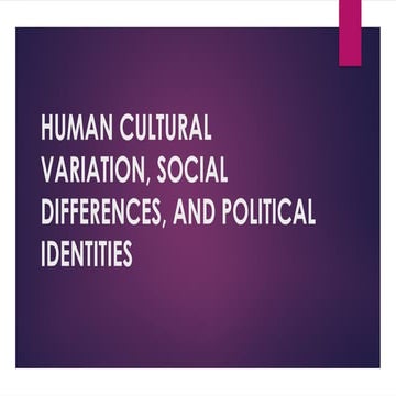 Lesson 1 human cultural variation, social differences, social | PPTX
