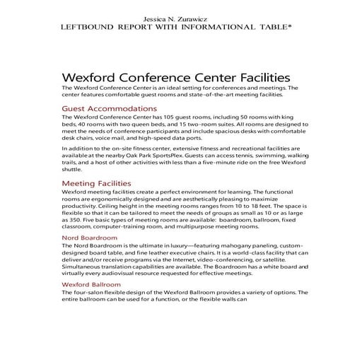 Left Bound Report with an Informational Table | DOCX