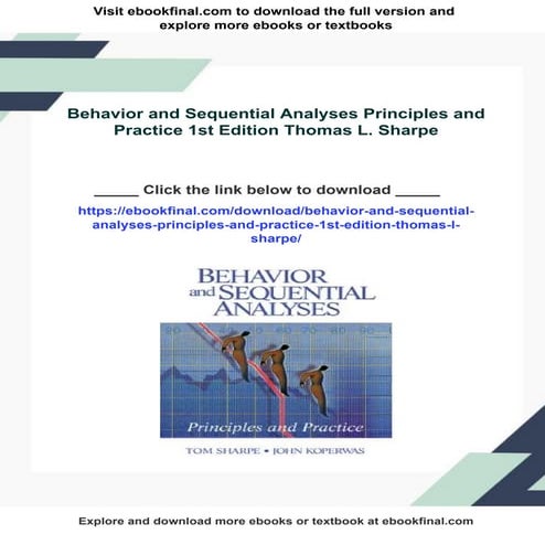 Behavior and Sequential Analyses Principles and Practice 1st Edition Thomas L. Sharpe | PDF