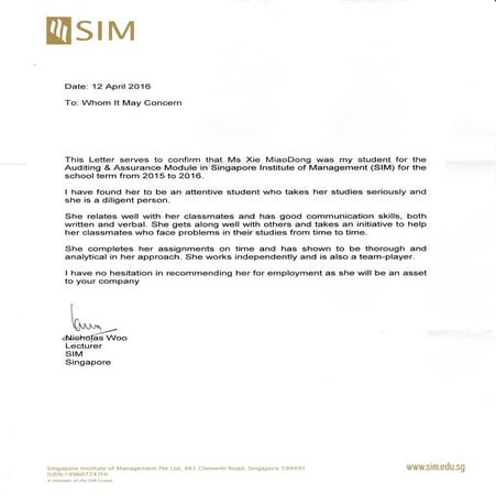 Recommendation letter | PDF