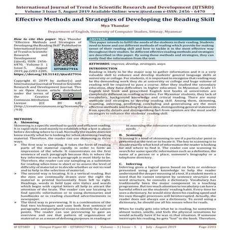 Effective Methods and Strategies of Developing the Reading Skill | PDF