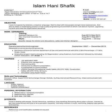 ISLAM HANI CV | PDF